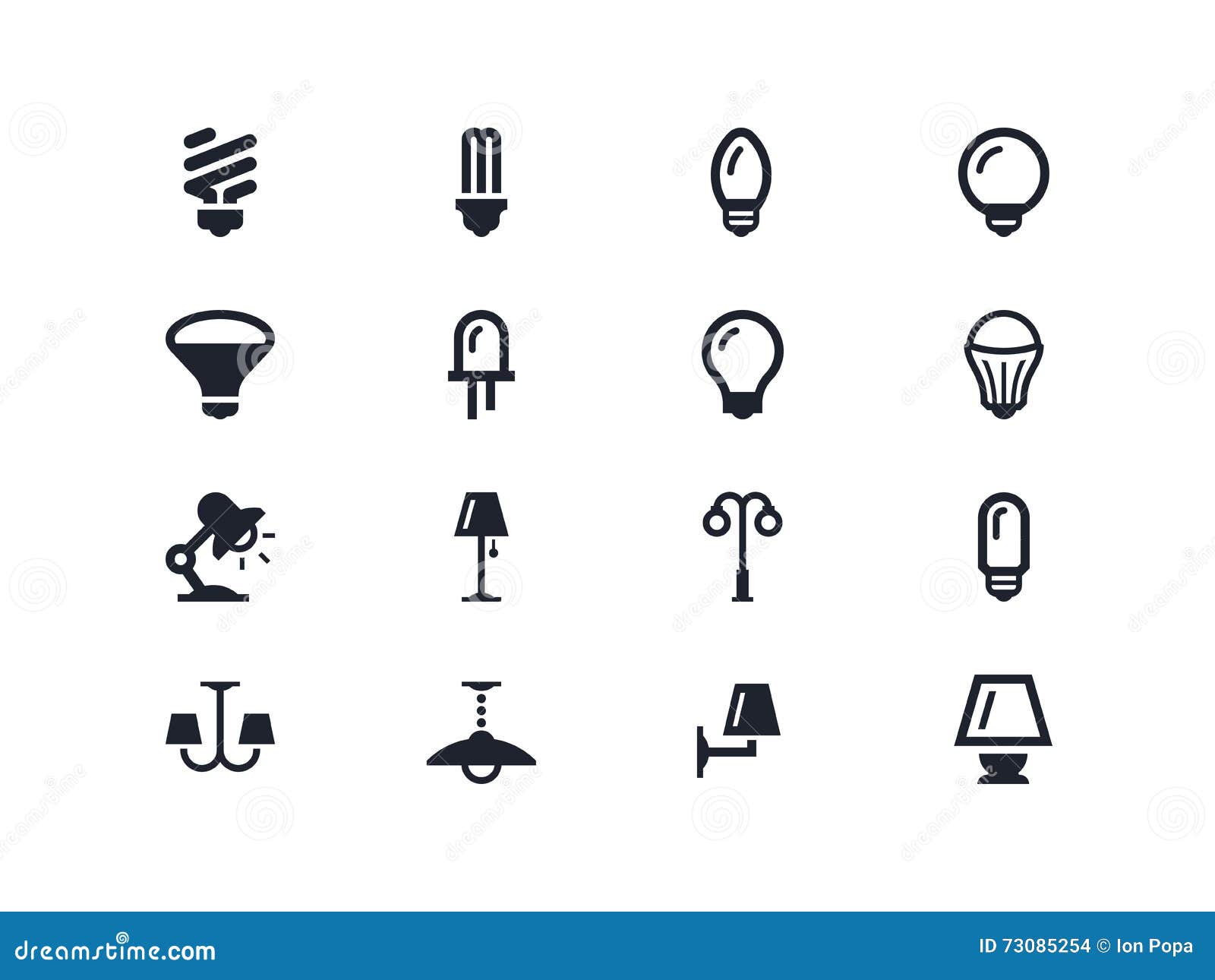 Lightning and Light Bulbs Icons. Lyra Series Stock Vector ...
