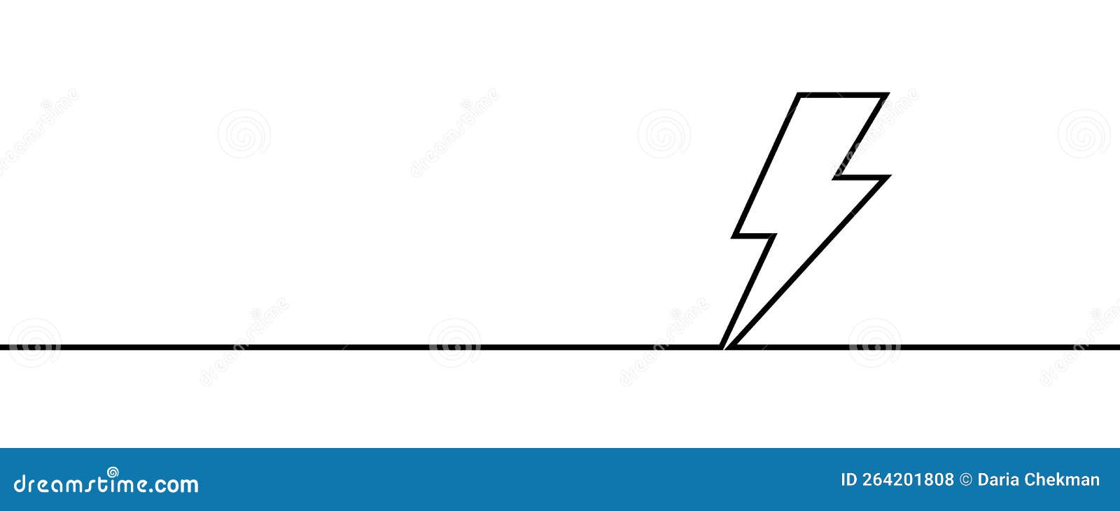 Lightning Linear Symbol Icon, Continuous Mono Line Drawing of Lightning ...