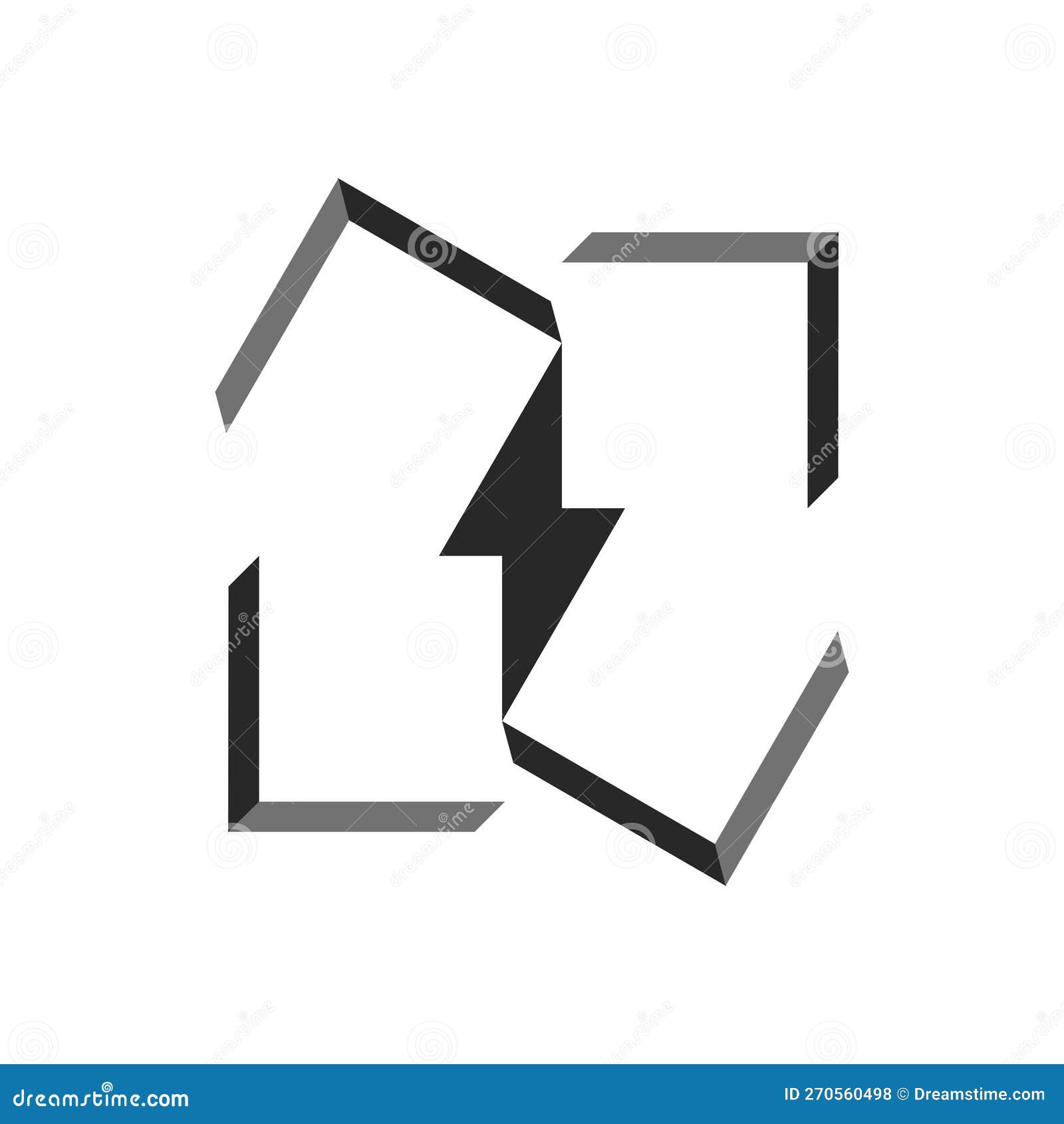 Lightning Logo Shape Formed by Four Abstract Isometric Faces of Cubes ...