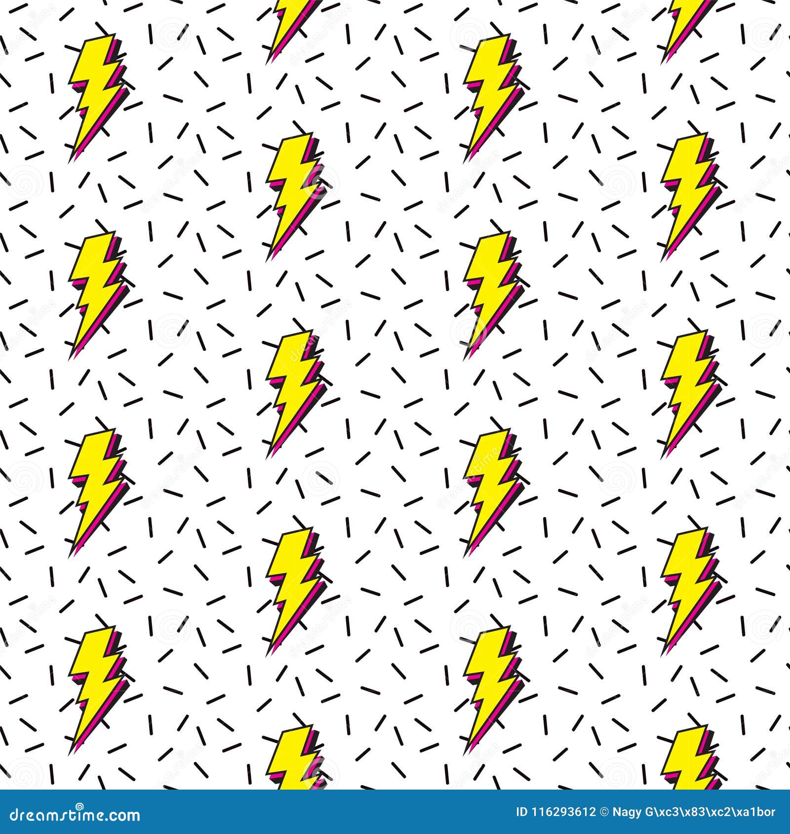 LIGHTNING MEMPHIS SEAMLESS VECTOR PATTERN. FLASH GEOMTERIC TEXTURE ...