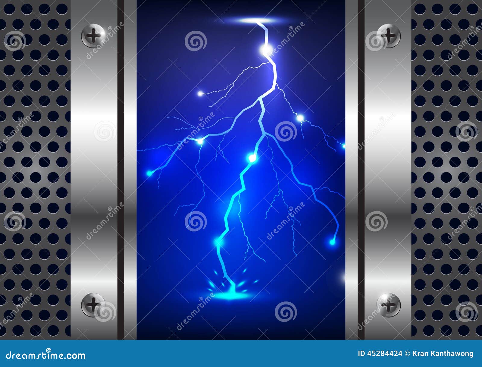 Lightning with Metal Gate Vector Illustration Stock Vector ...