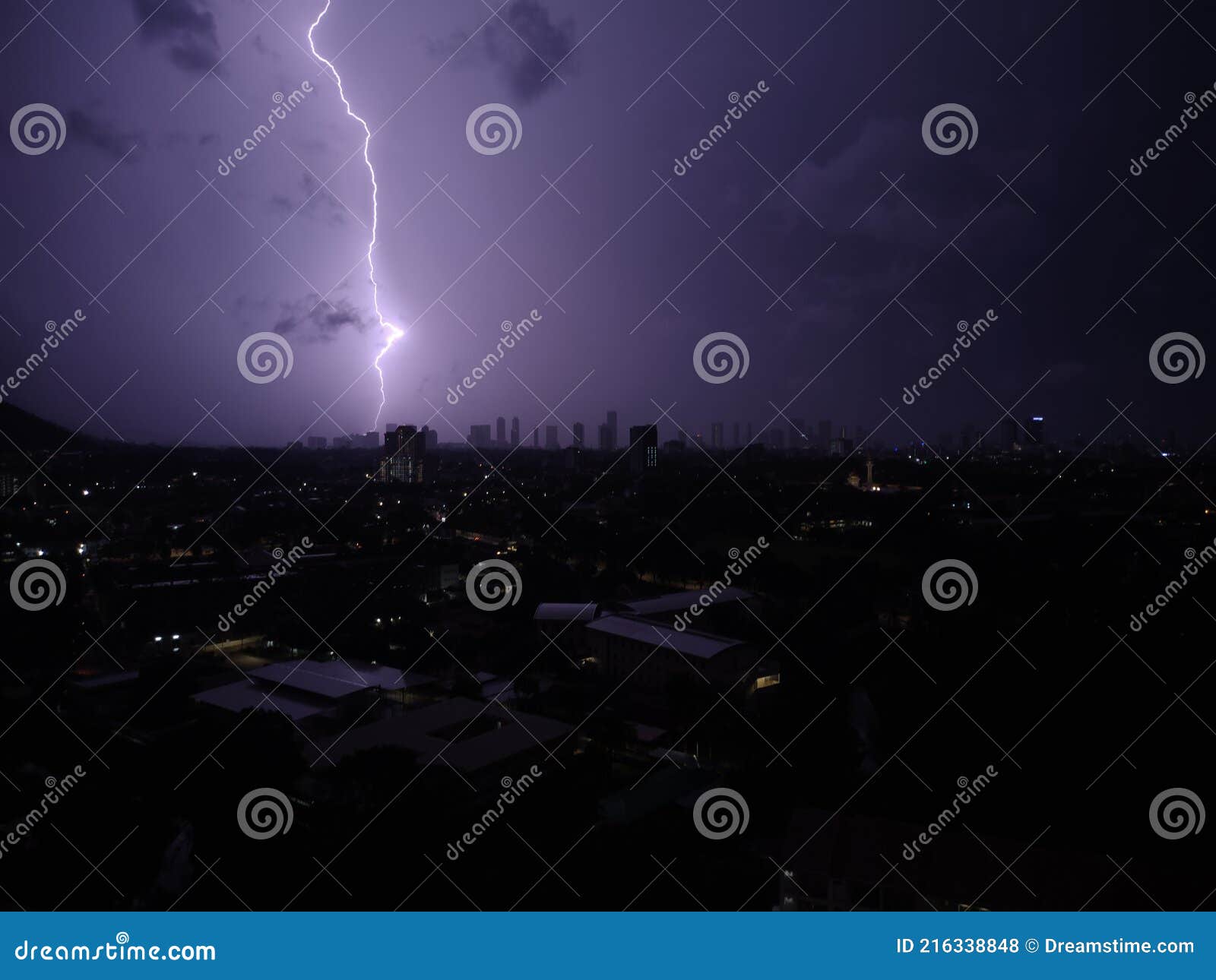 Lightning in the Middle of the Night Stock Photo - Image of night ...