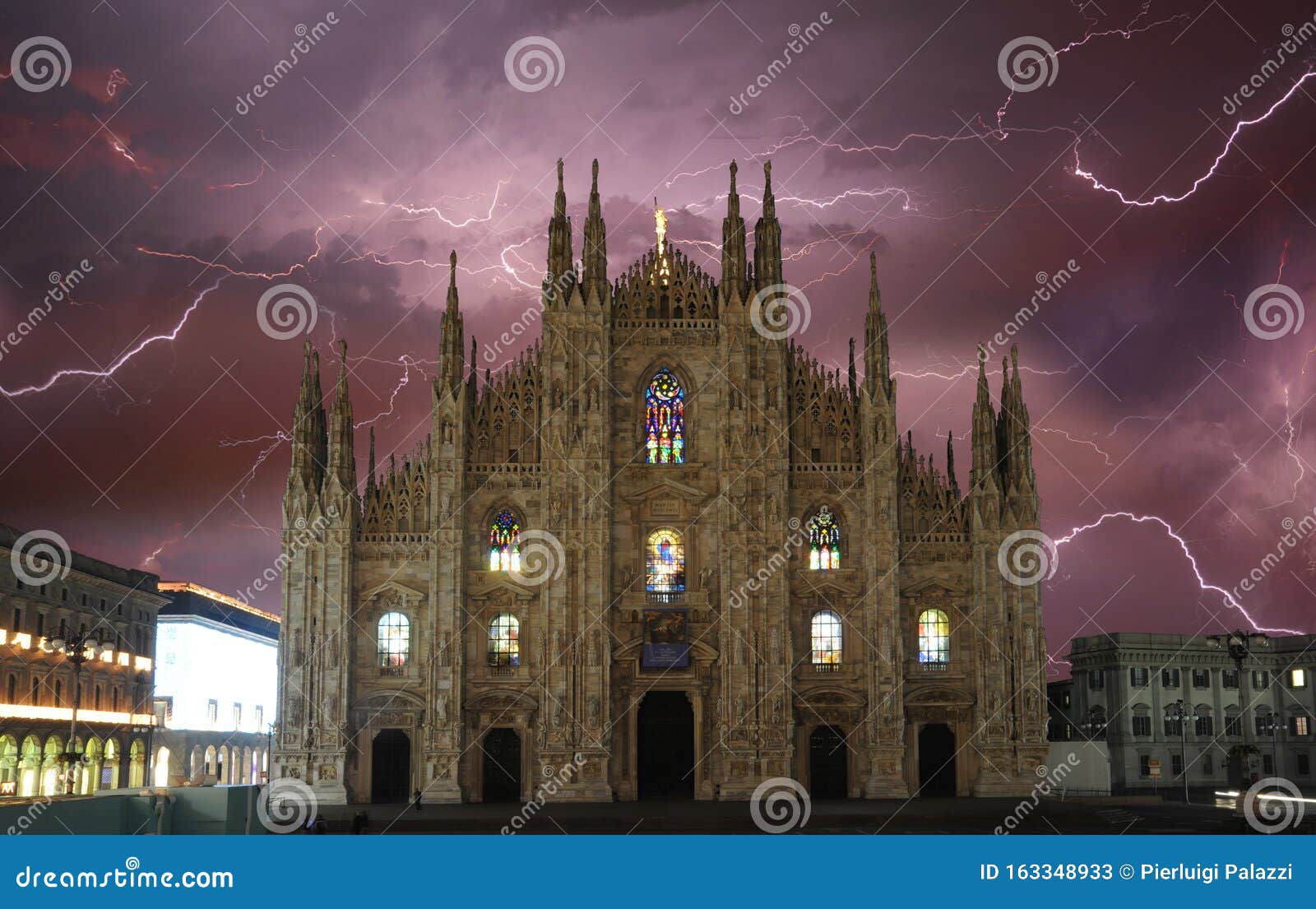 Lightning in Milan stock image. Image of meteorology - 163348933