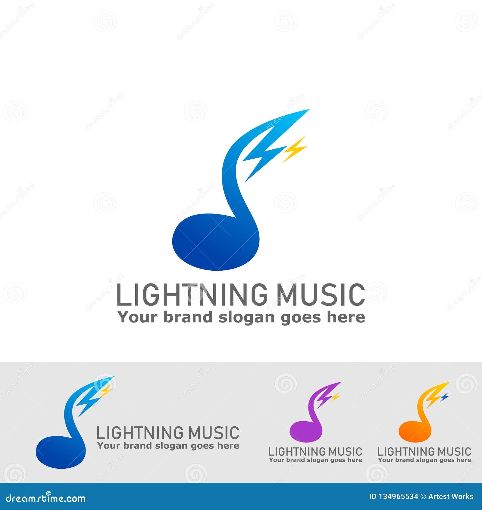 Lightning music note logo stock vector. Illustration of disco - 134965534