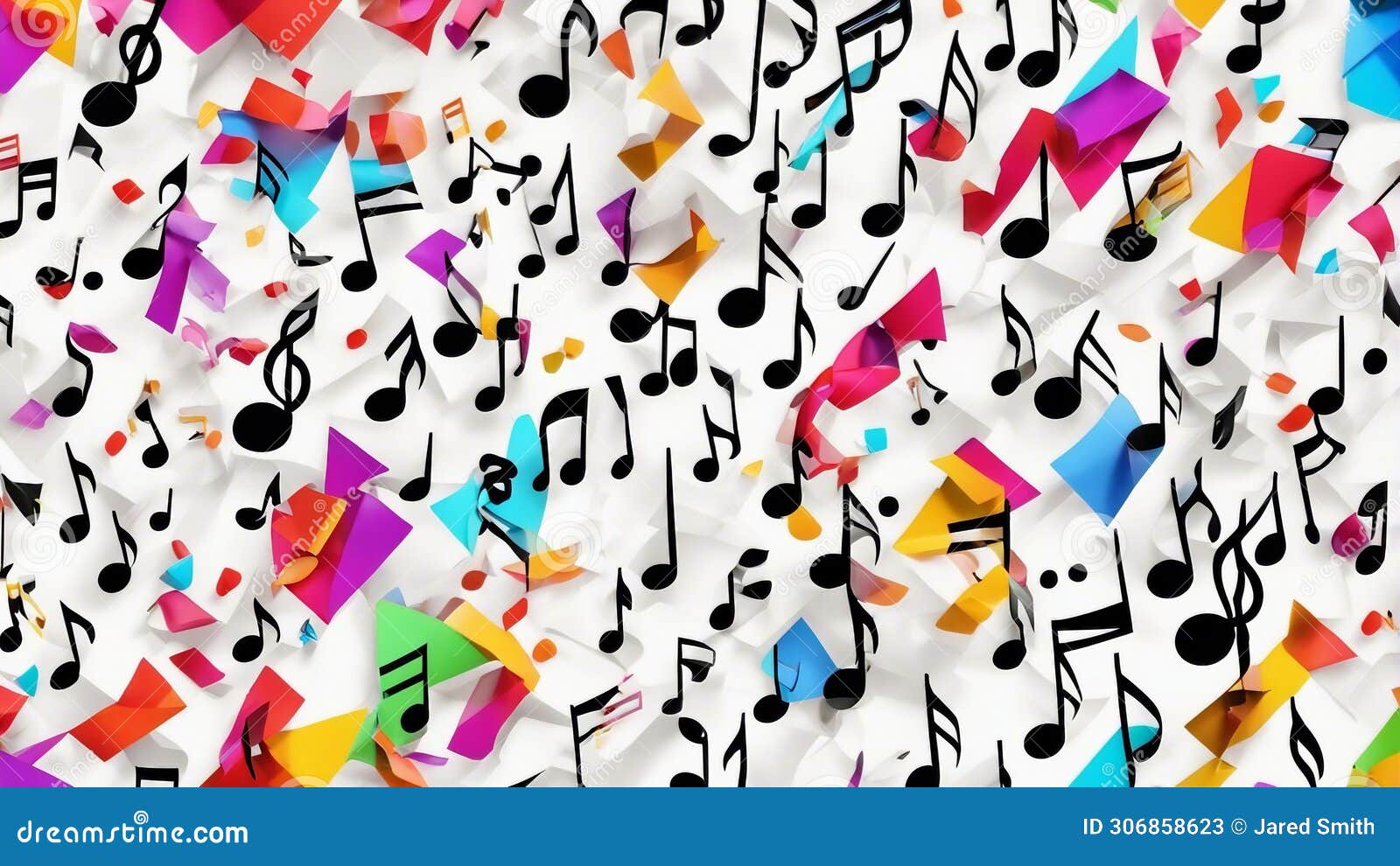 Lightning a Musical Collage of Colorful Notes and Symbols on a White ...