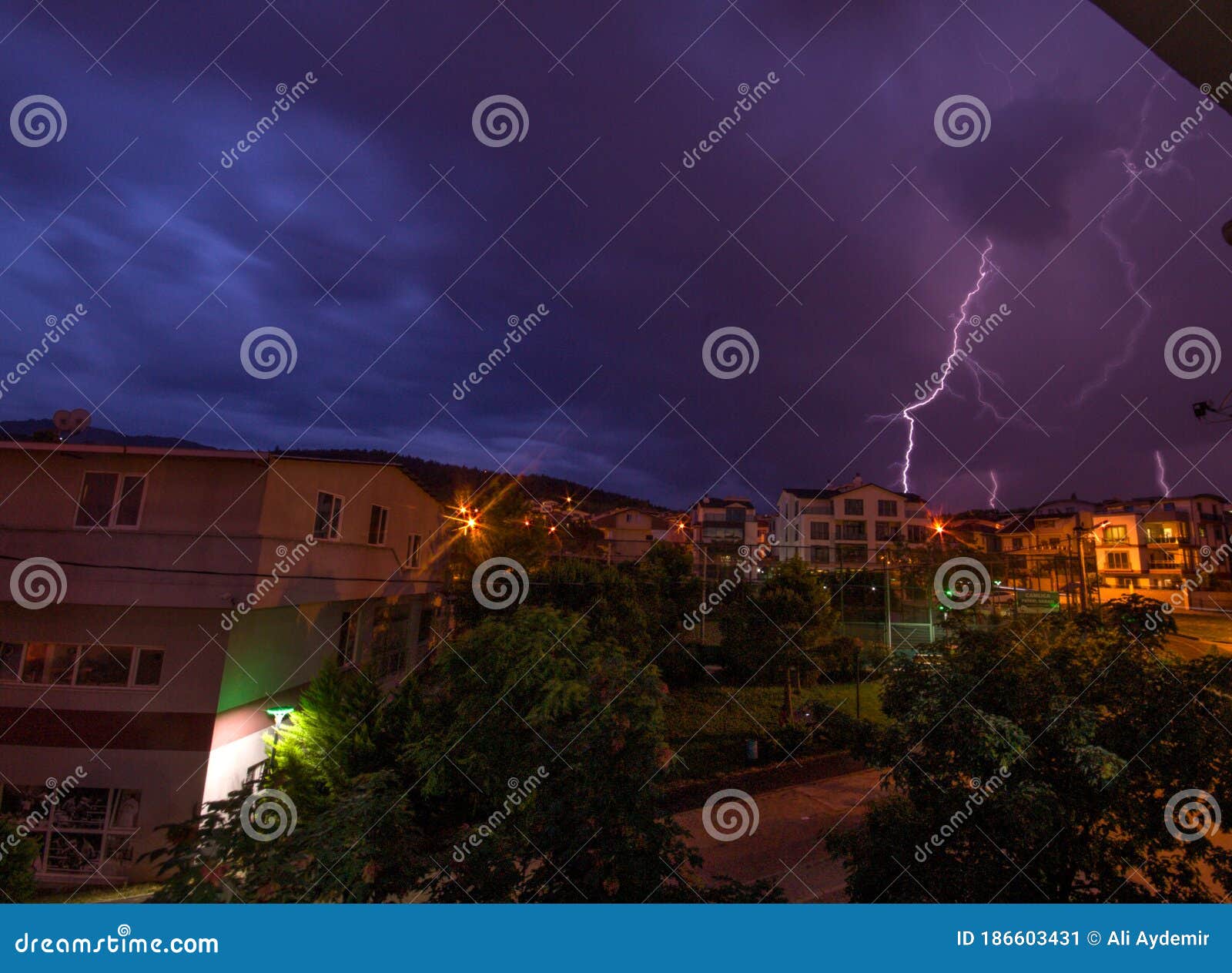 Lightning from my window stock image. Image of window - 186603431
