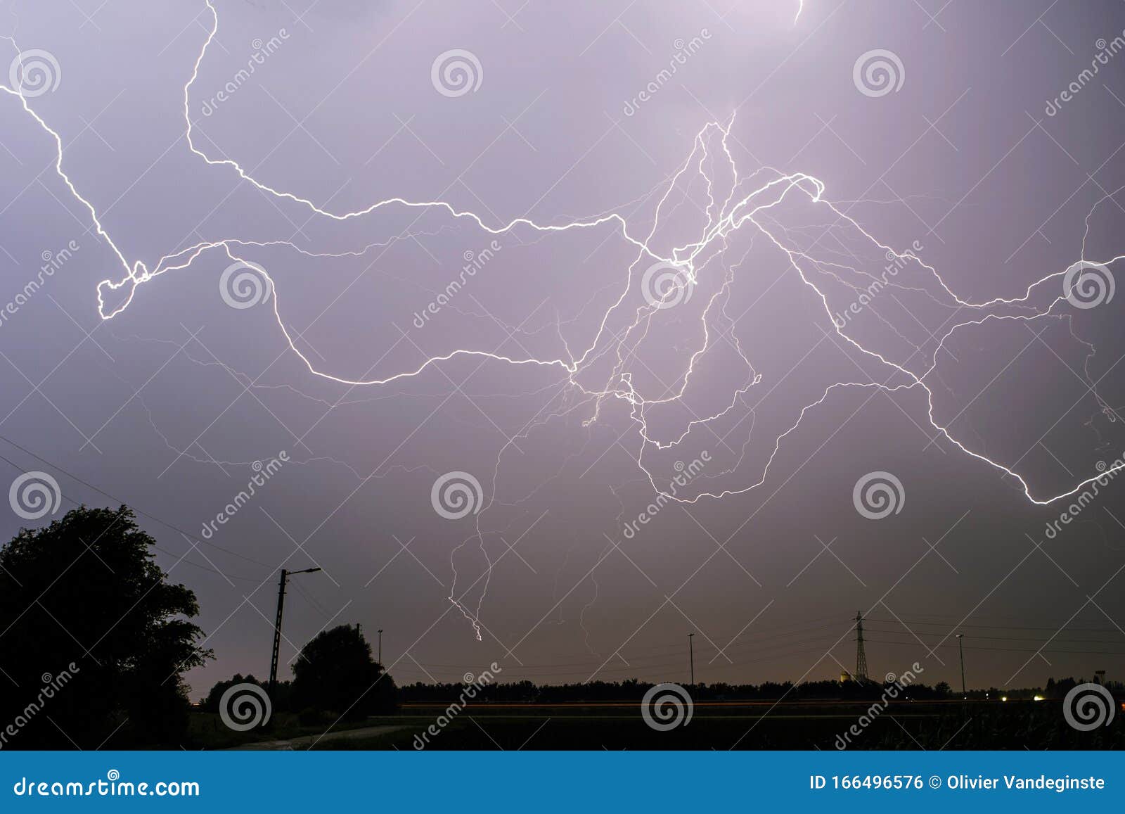 Wild Aerial Lightning in a Slow Moving Thunderstorm. Stock Photo ...