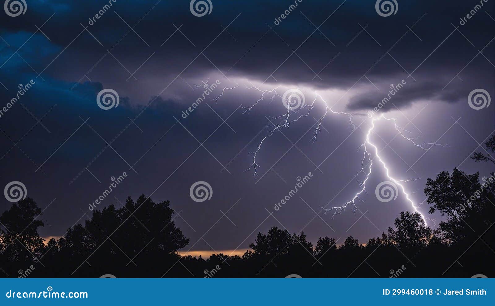 Lightning in the Night a Bright White Lightning Bolt in a Dark Blue Sky ...