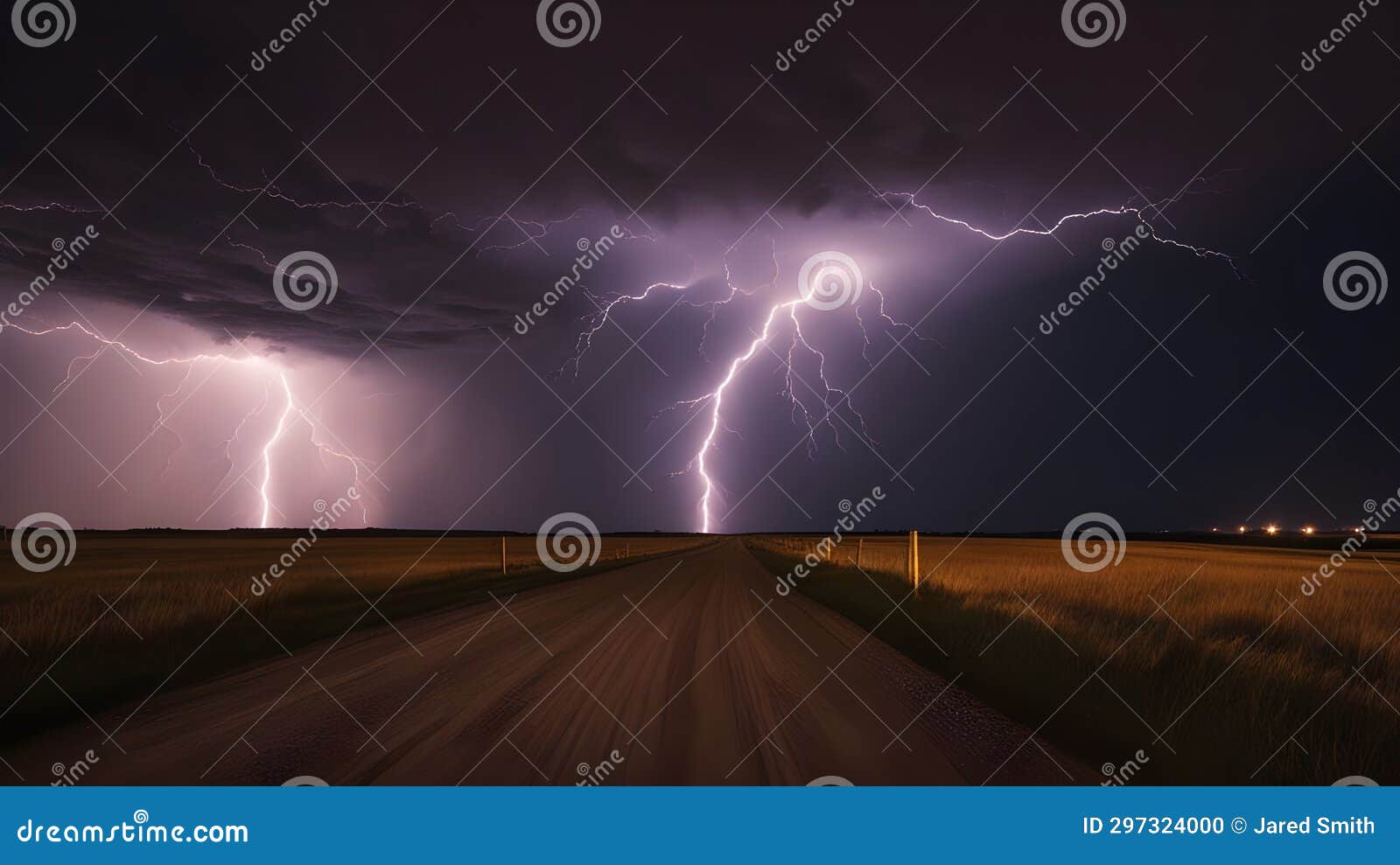 Lightning in the Night Dark Sky with Multiple Lightning Strikes Over a ...