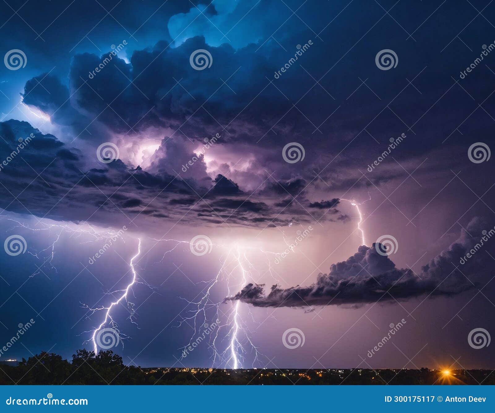Lightning at Night in the Sky Stock Image - Image of thunder ...