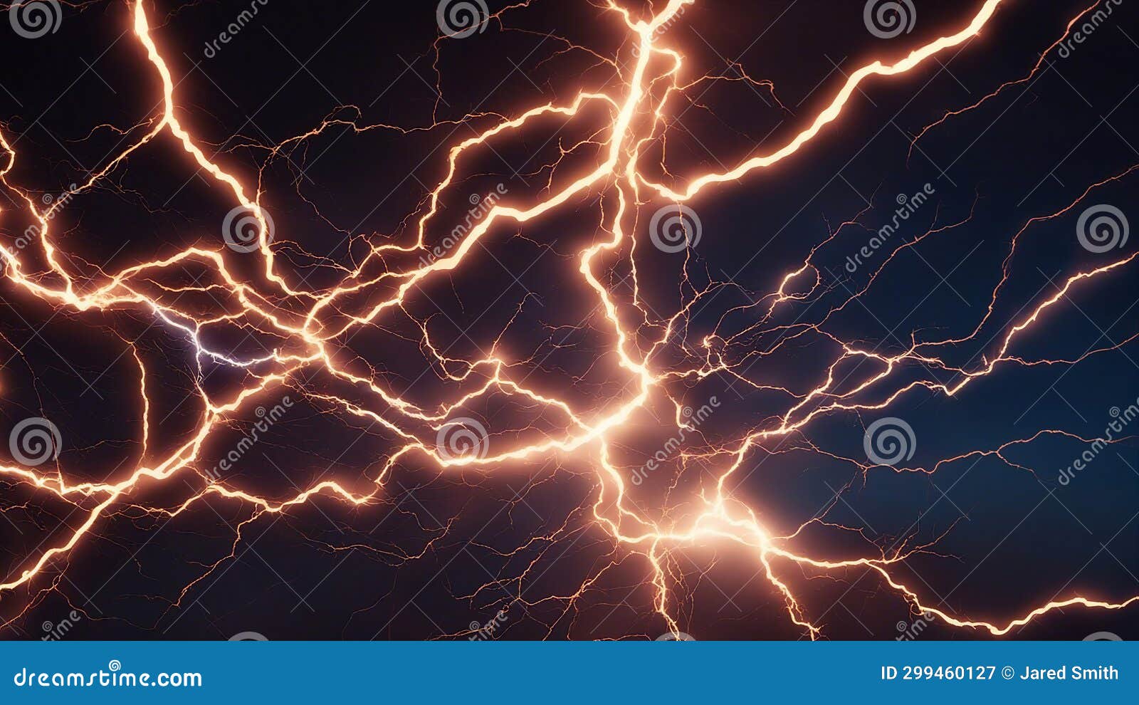 Lightning in the Night Sky an Orange Lightning Bolt Flashes Against a ...