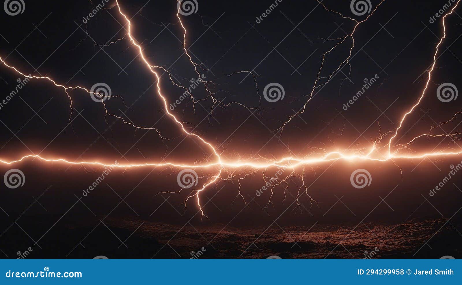 Lightning in the Night Sky Powerful Electrical Round Discharge Hitting ...