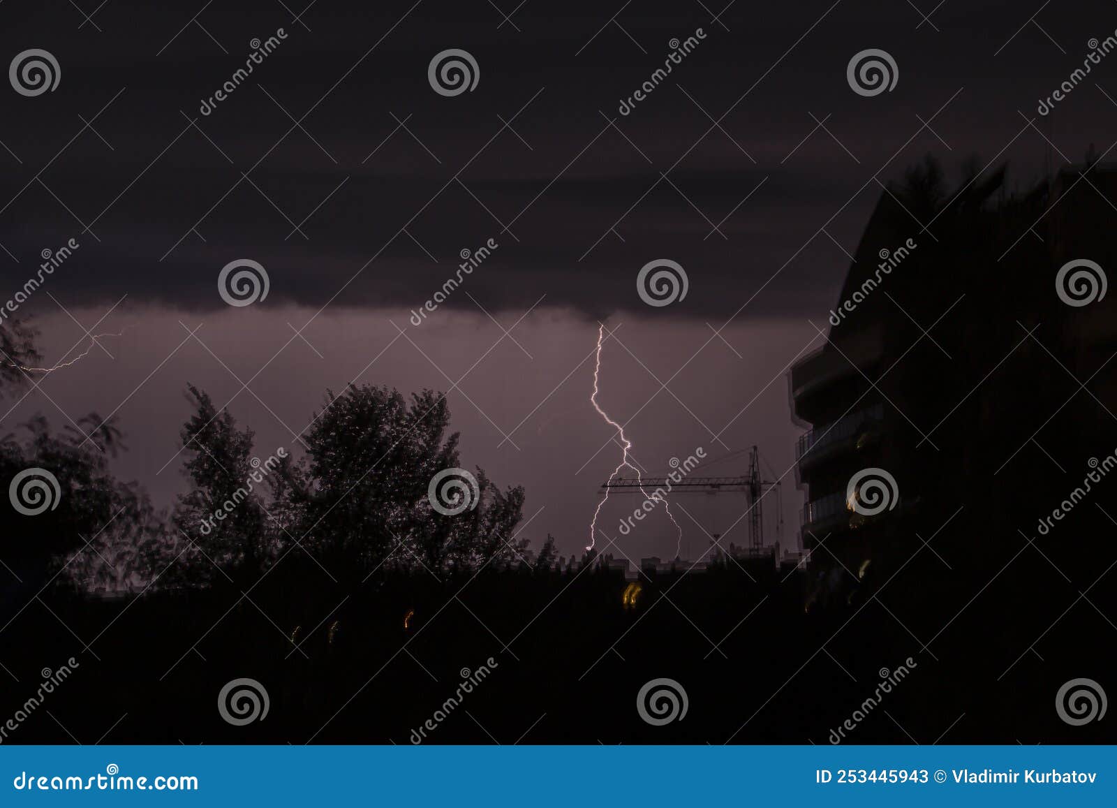 Lightning in the Night Sky Spreads Across the Sky Stock Image - Image ...