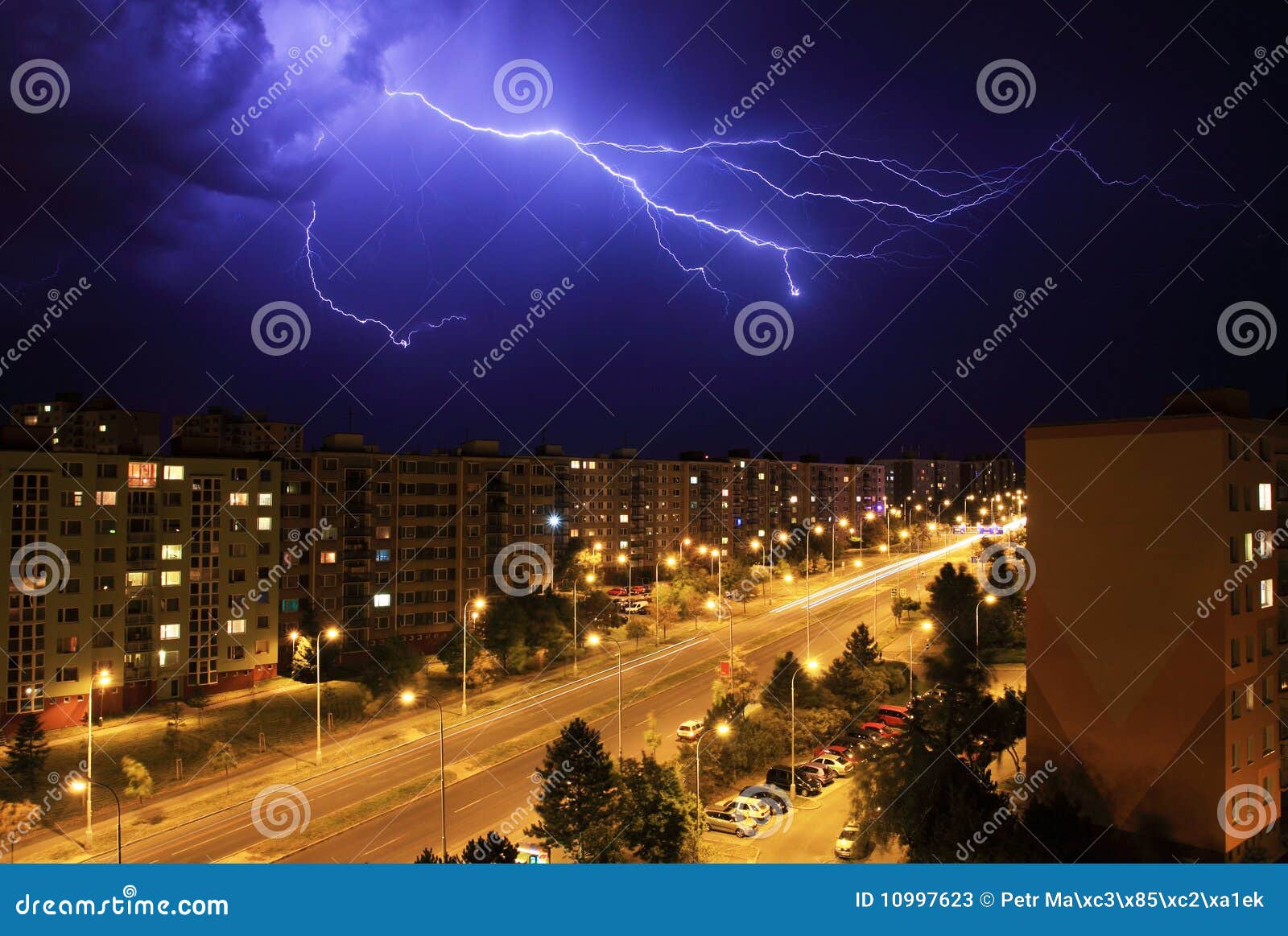 Lightning, night storm stock image. Image of city, danger - 10997623