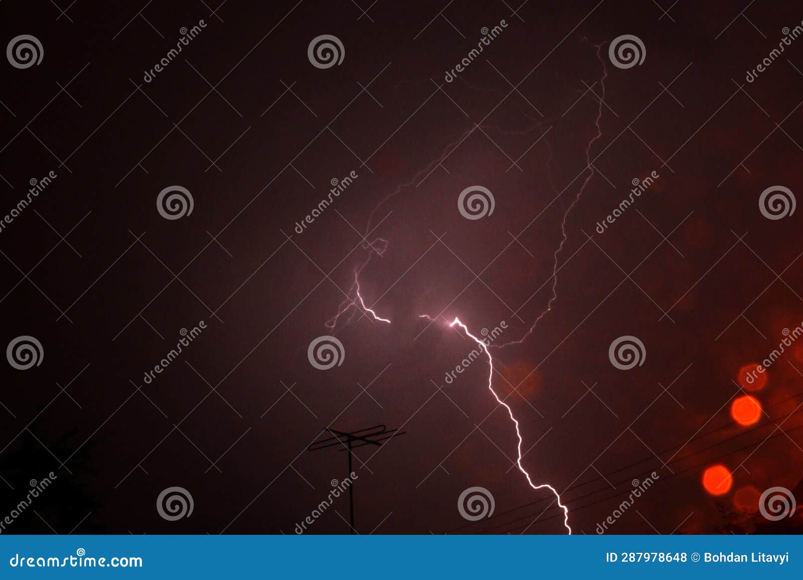 Lightning, Night Thunderstorm Stock Photo - Image of dark, energy ...