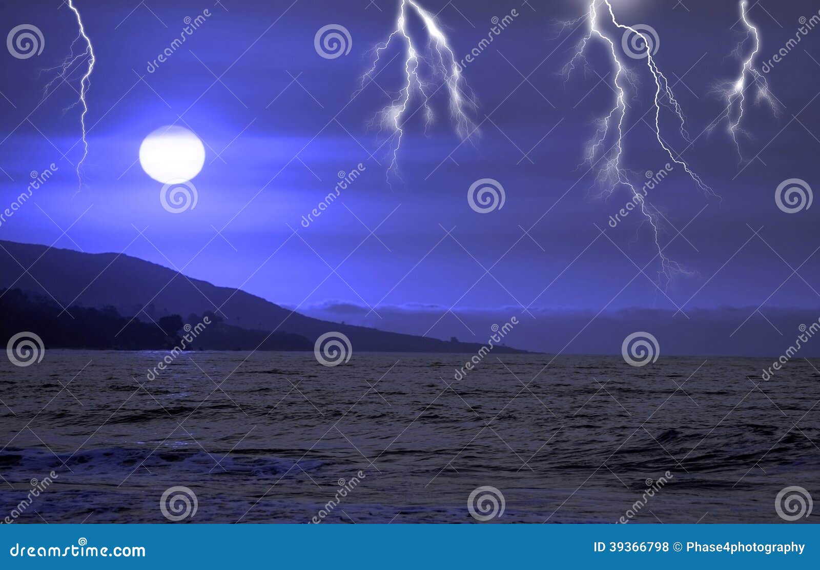 Lightning ocean stock photo. Image of night, nature, bolt - 39366798
