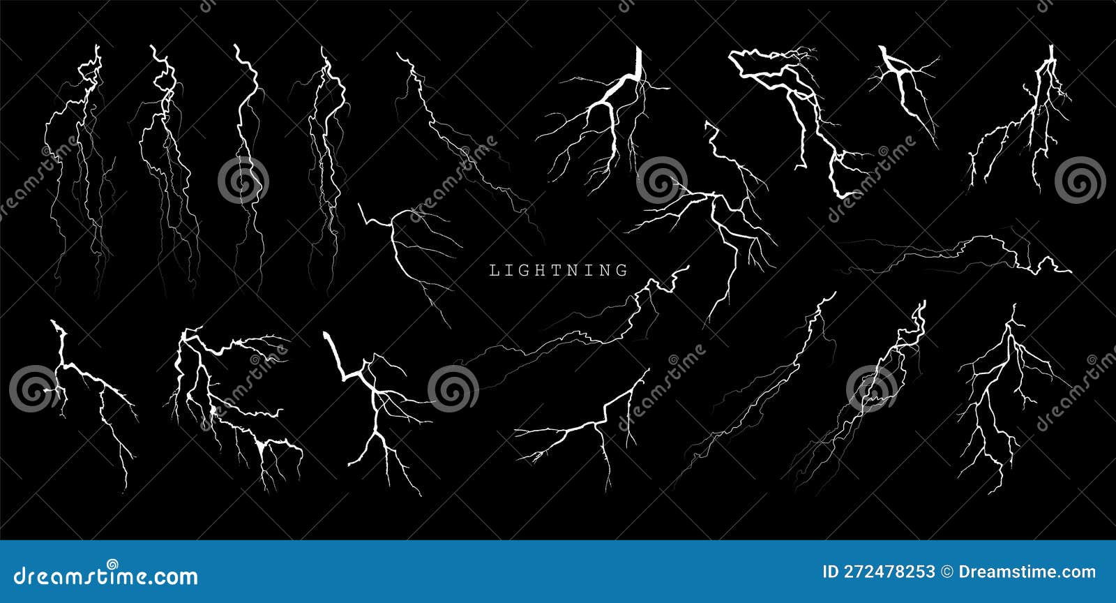 Lightning Outline Graphic Box. Different Electric Bolts Stock Vector ...