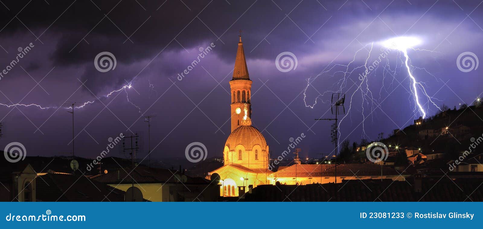 Lightning Over Alba, Northern Italy. Stock Image - Image of thunderbolt ...