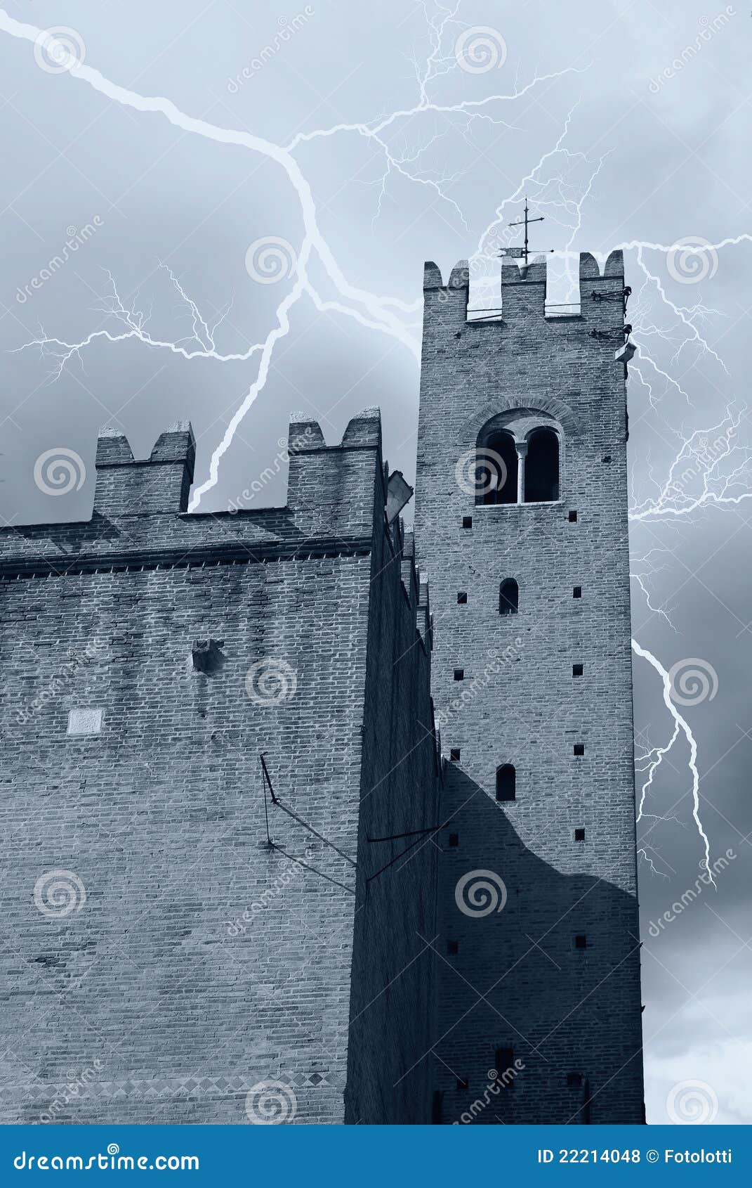 Lightning over the castle stock photo. Image of summer - 22214048