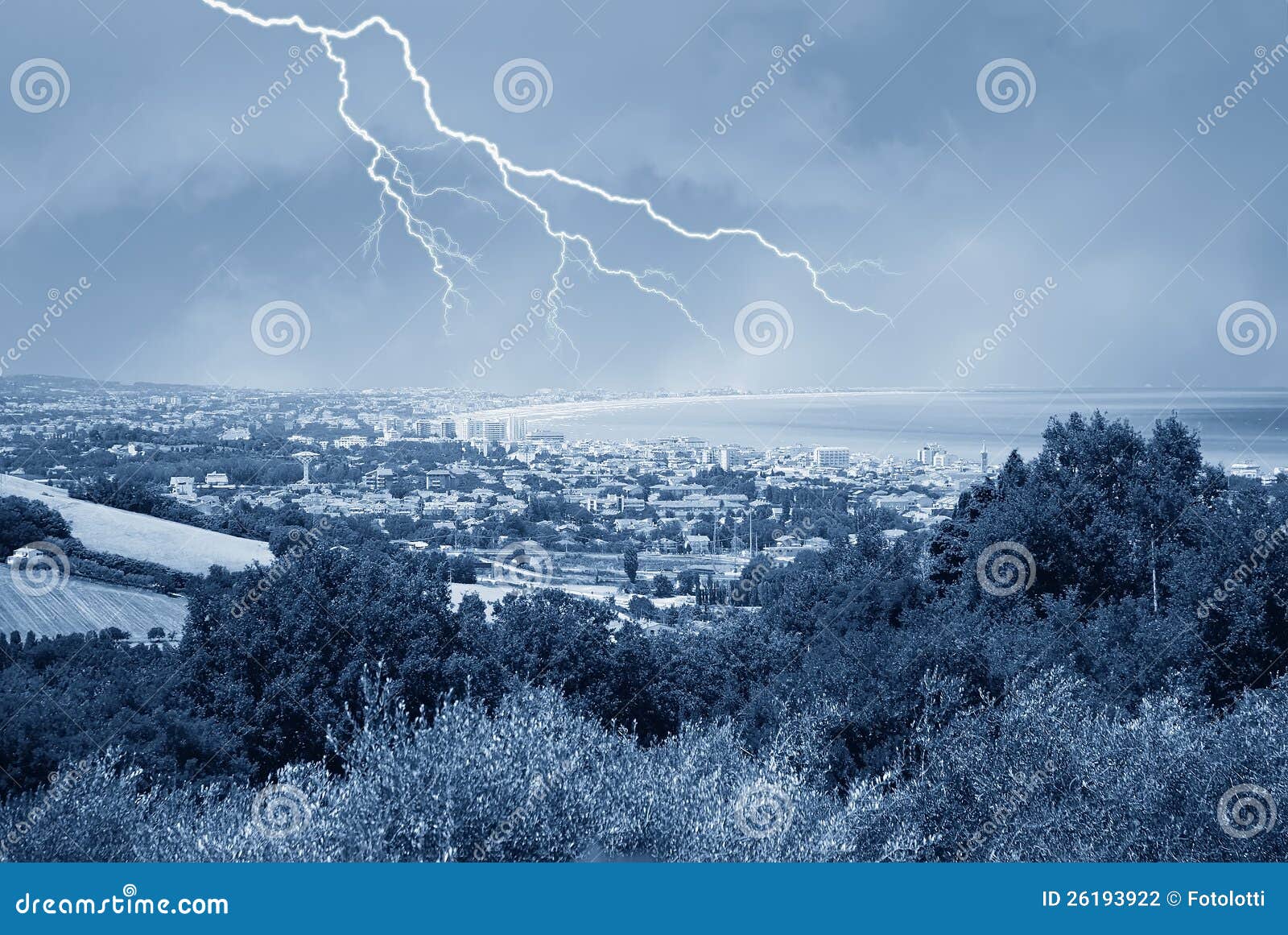 Lightning over the city stock photo. Image of amazing - 26193922