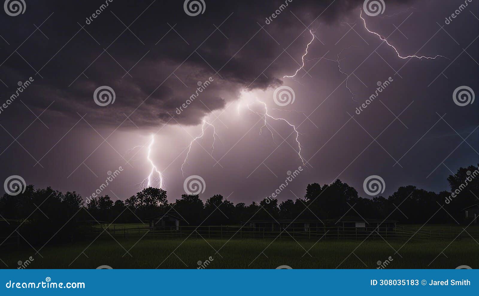 Lightning Over the City a Dramatic Scene of a Lightning and ...