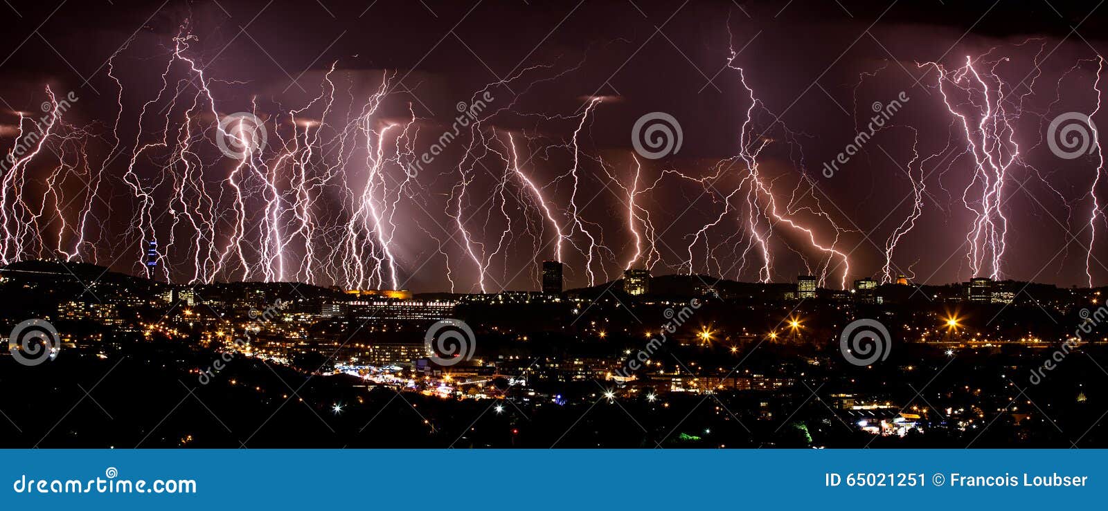 Lightning over city stock image. Image of exposure, cloud - 65021251