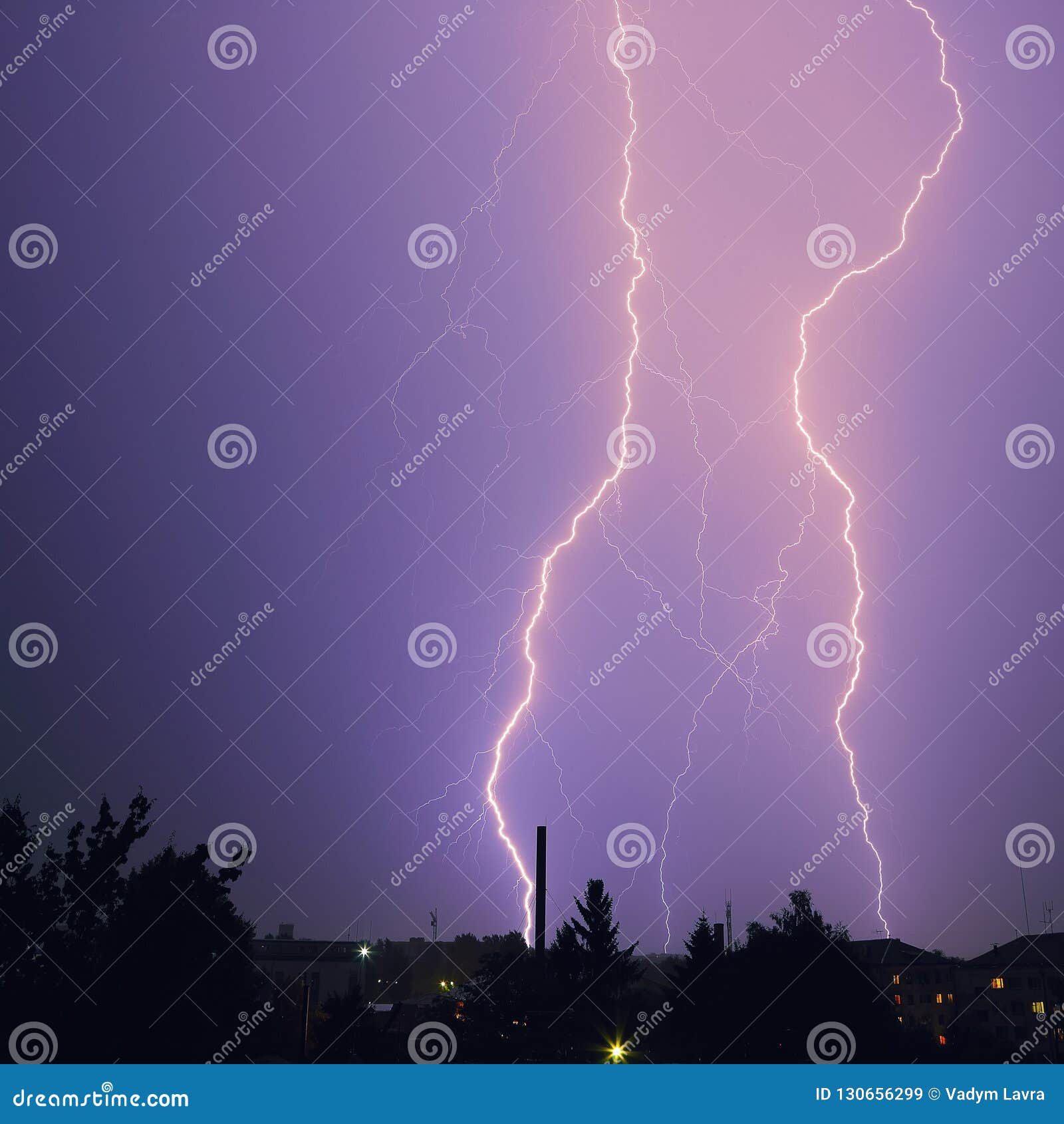 Lightning over the city stock image. Image of plasma - 130656299
