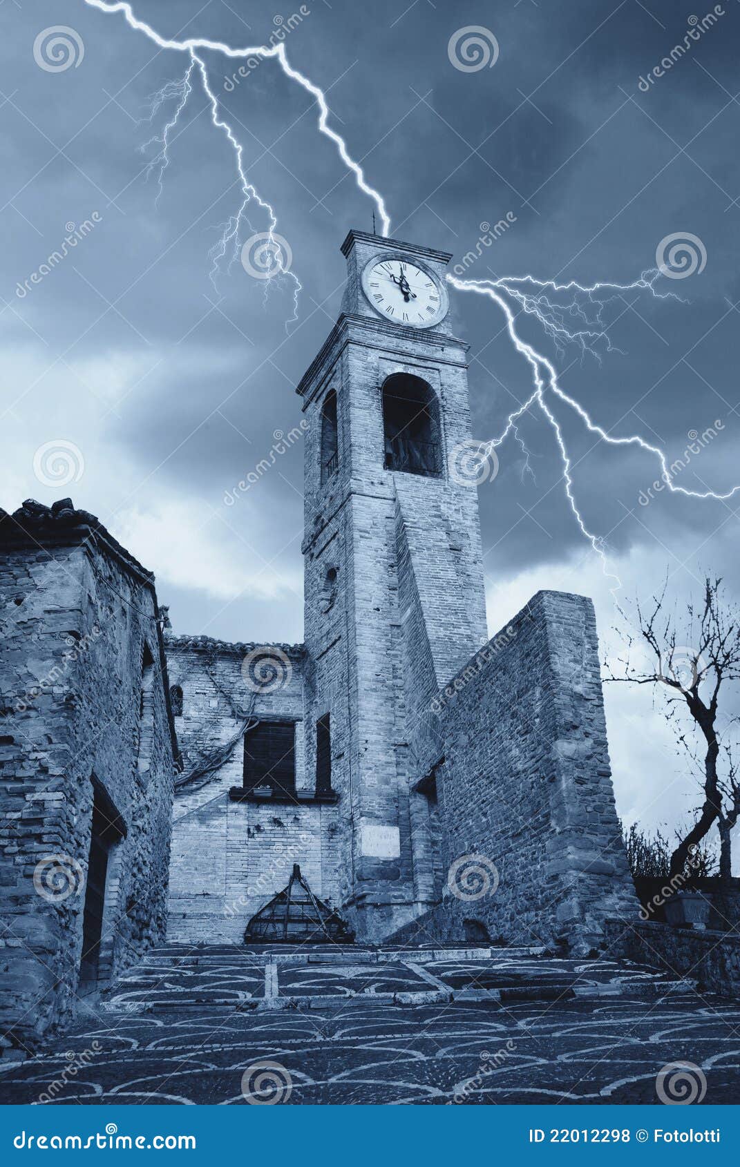 Lightning over the clock stock photo. Image of electricity - 22012298