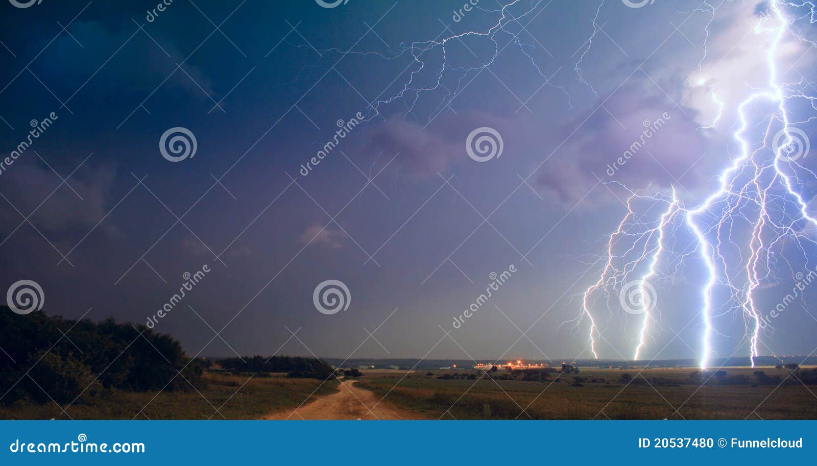 Lightning over the field stock photo. Image of atmospheric - 20537480