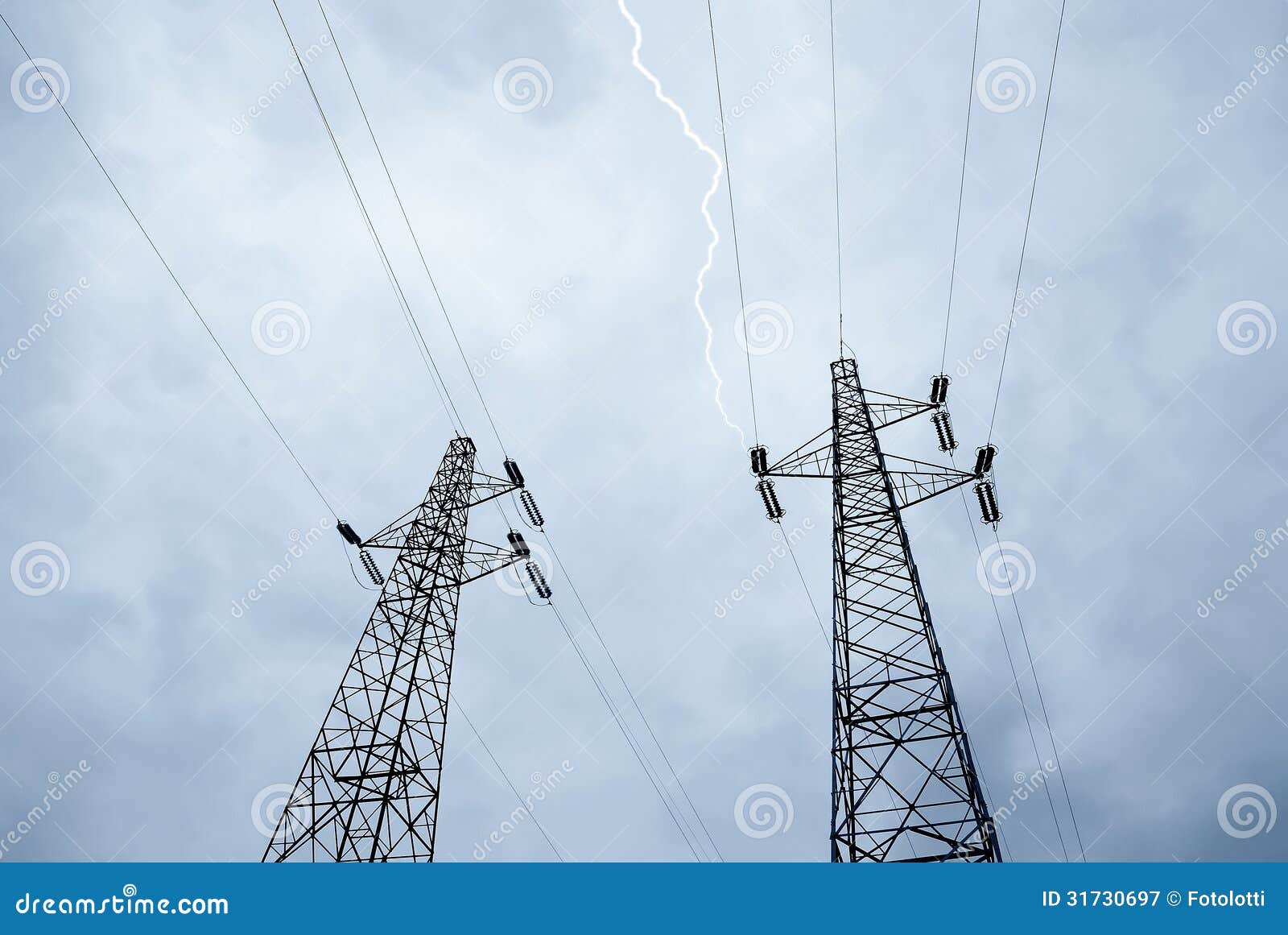 Lightning Over High Voltage Pylon Stock Image - Image of pillar ...