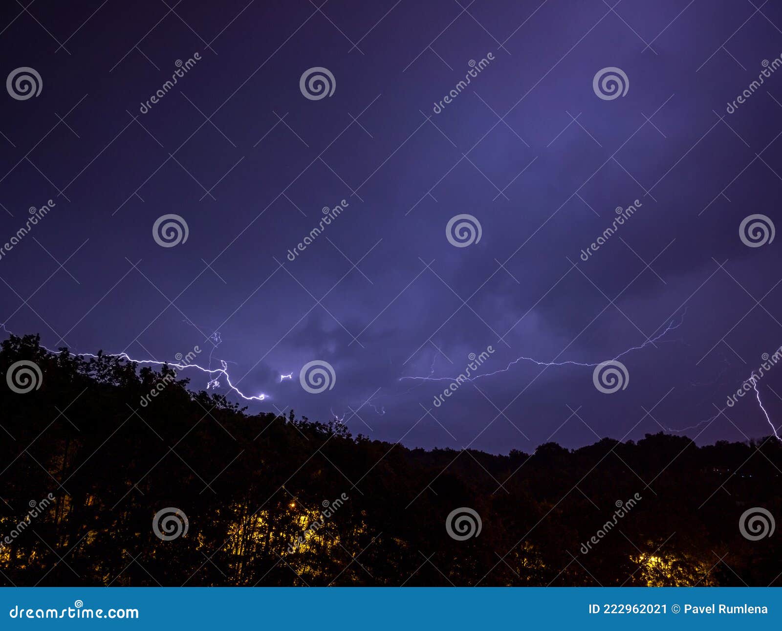 Lightning Over the Hill at Night, Low Pressure Xero 29.6 Stock Image ...