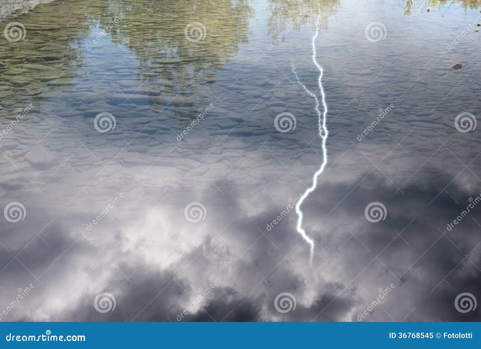 Lightning over the lake stock image. Image of river, reflection - 36768545