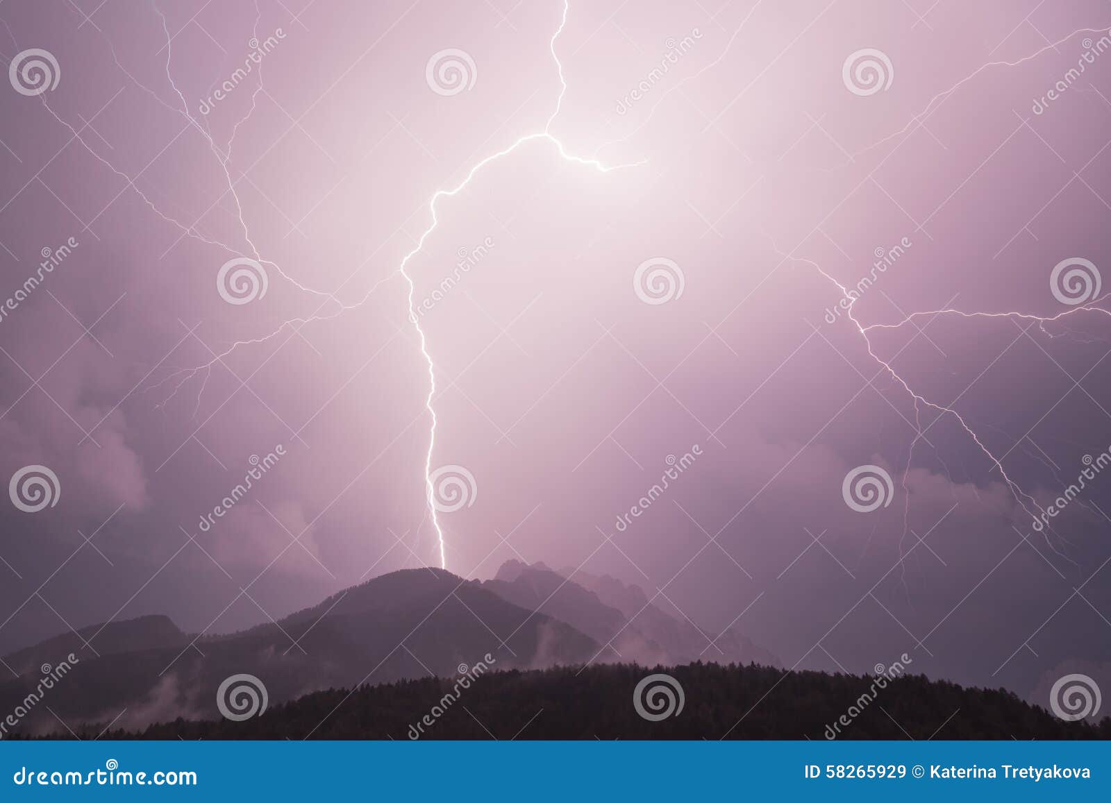 Lightning Over the Mountains Stock Image - Image of flash, mountains ...