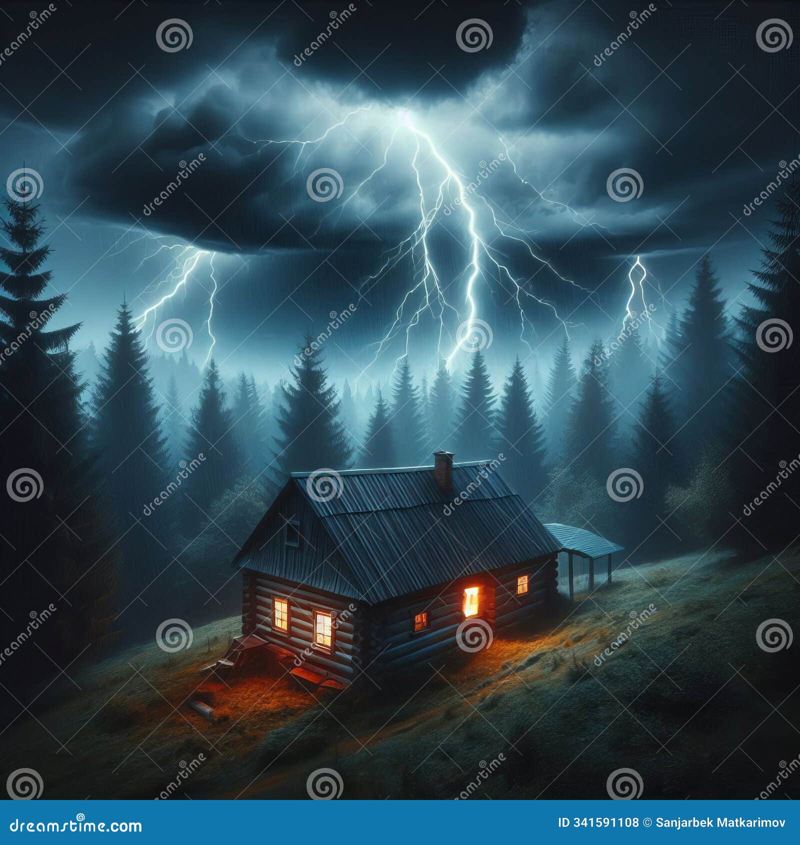 A Remote Cabin With A Wildlife Deterrent Alarm Using Noise And Lights ...