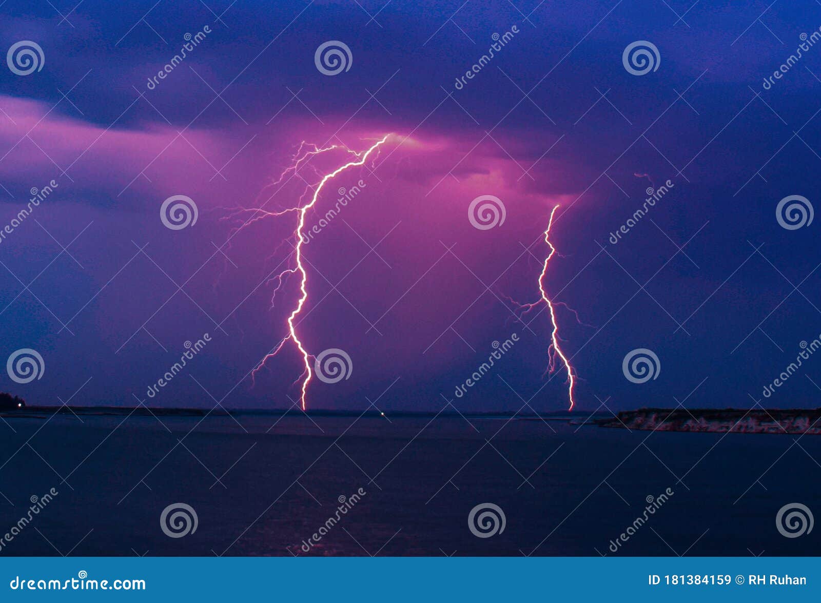 Lightning over the river stock image. Image of banhladesh - 181384159