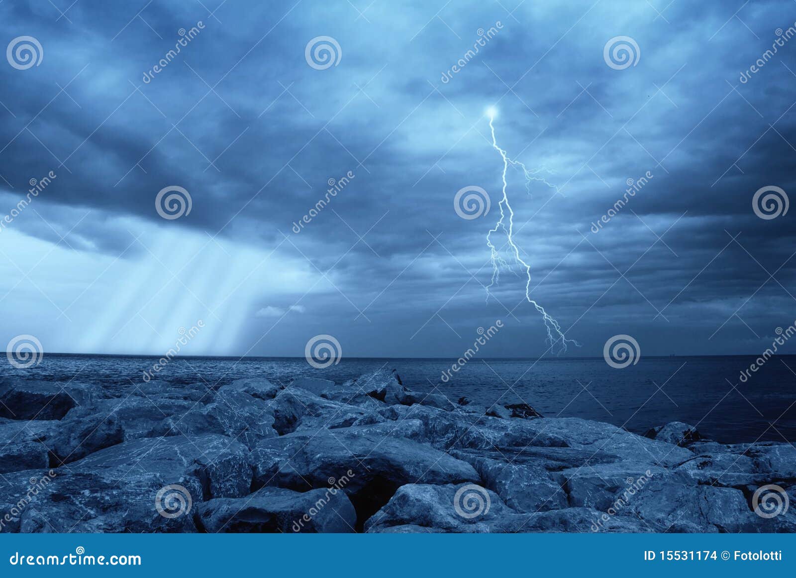 Lightning over the sea stock photo. Image of open, wind - 15531174