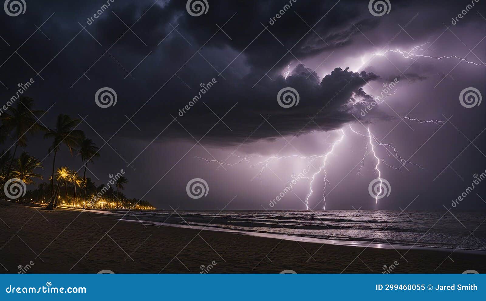 Lightning Over the Sea a Dramatic Scene of a Thunderstorm and Lightning ...