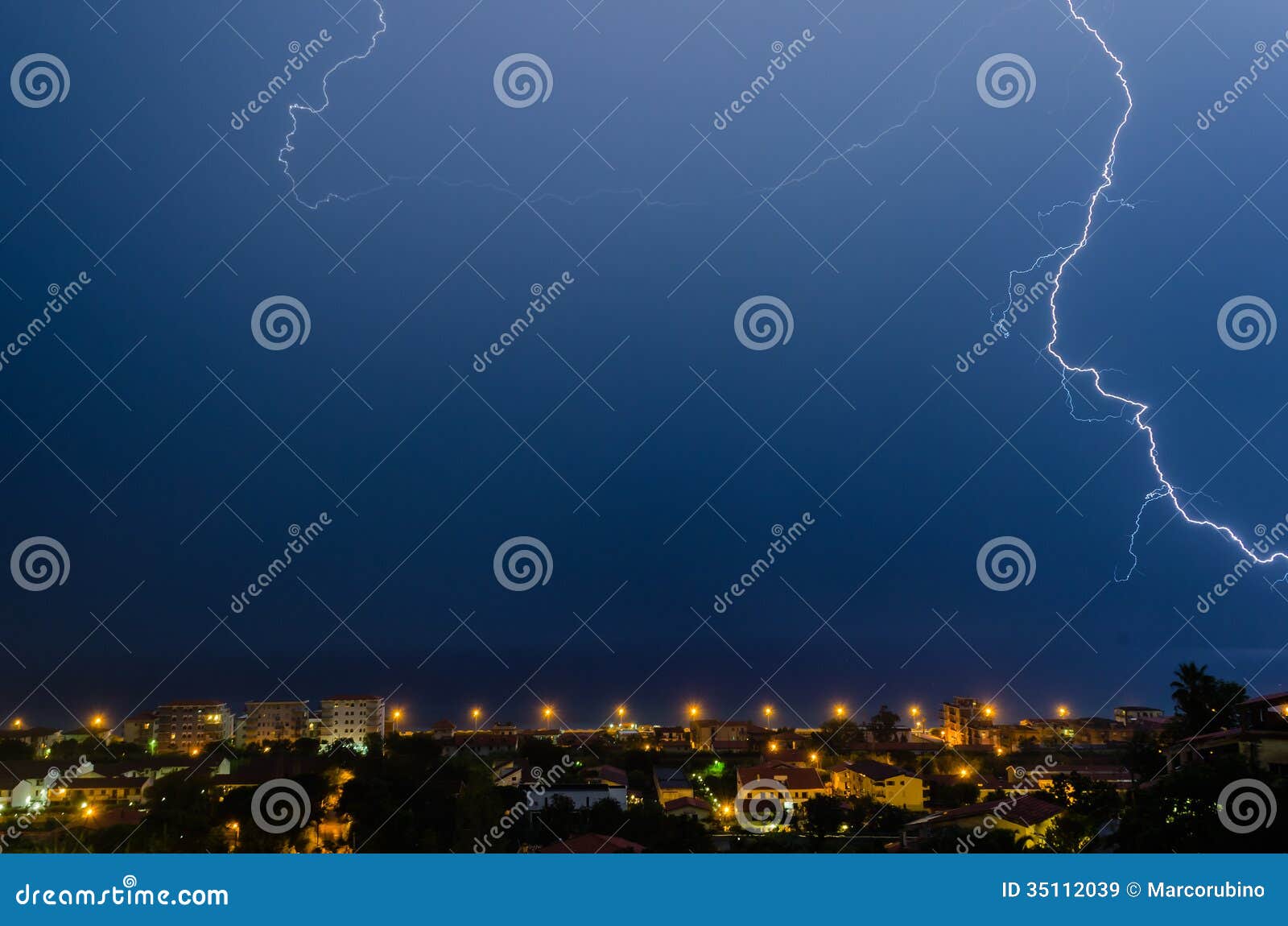 Lightning over the sea stock image. Image of electric - 35112039