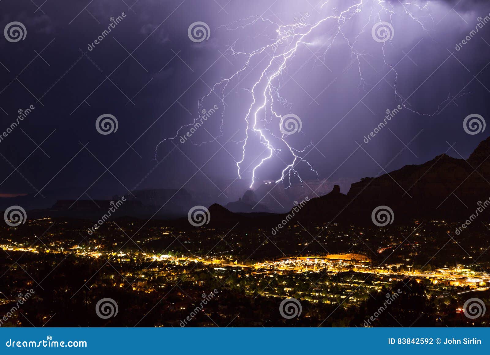 Lightning Over Sedona, Arizona Stock Photo - Image of danger ...