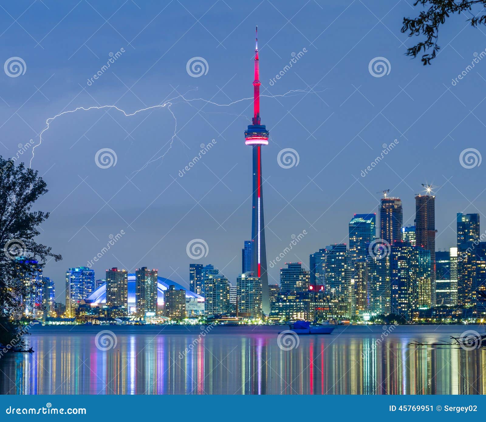 Lightning Over Toronto Downtown Skyline Stock Image - Image of ...