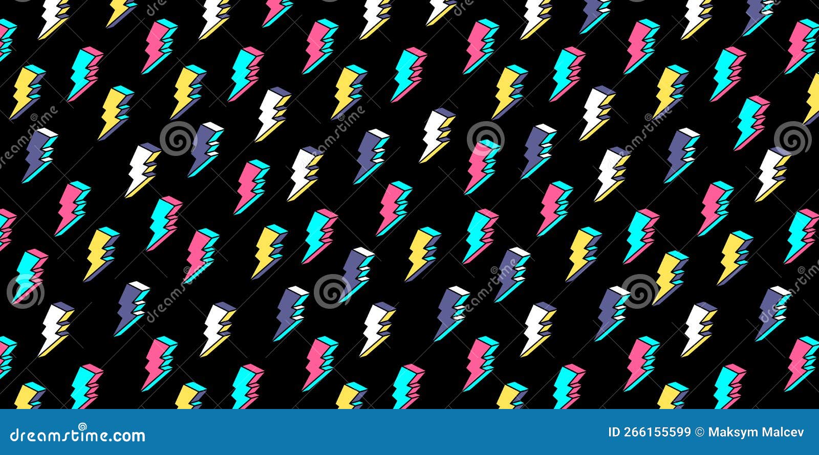 Cartoon Thunderbolt Effect. Lightning Strike And Natural Electricity ...