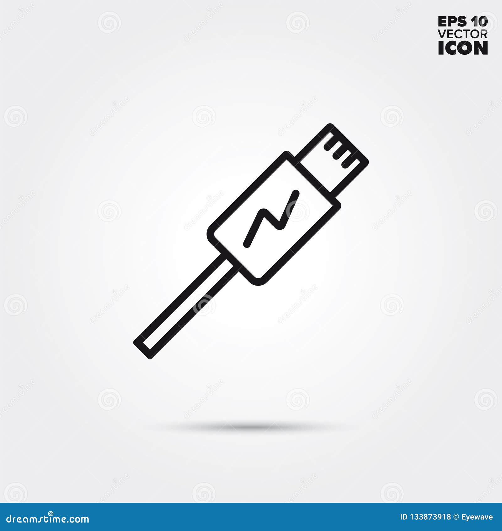 Lightning Plug Vector Line Icon Stock Vector - Illustration of cable ...