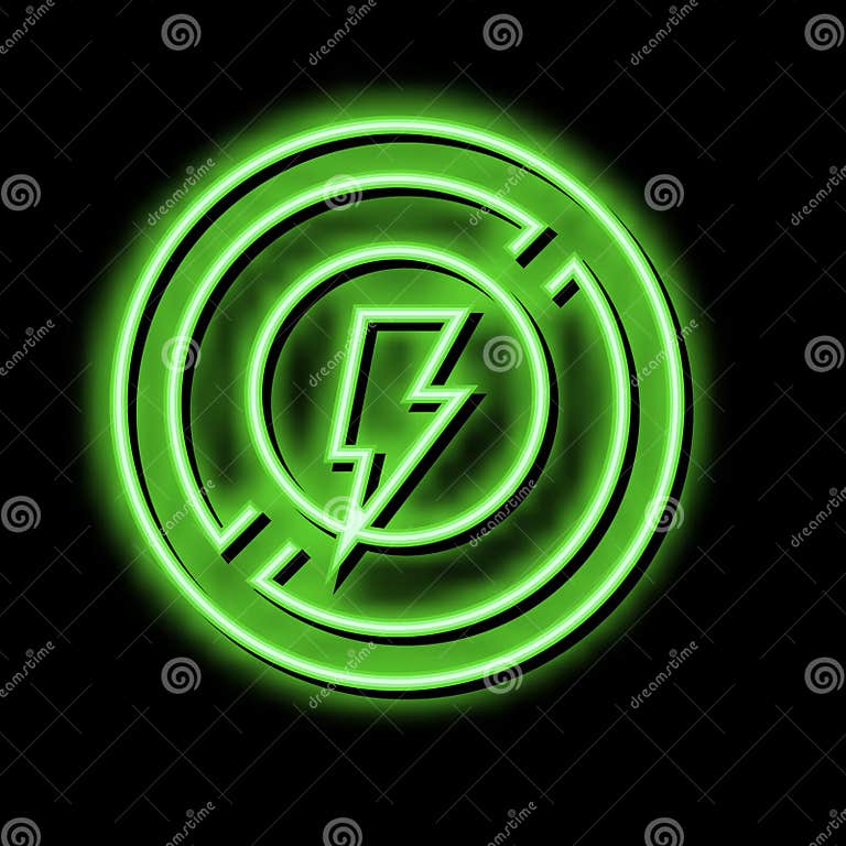Lightning Prohibition Sign Neon Glow Icon Illustration Stock Vector