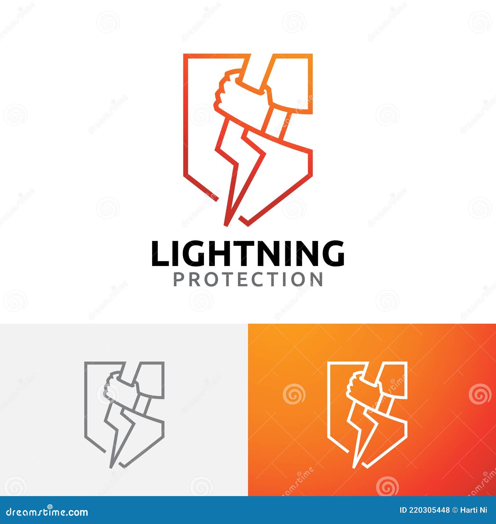 Lightning Protection Shield Safety Power Energy Line Logo Stock Vector ...