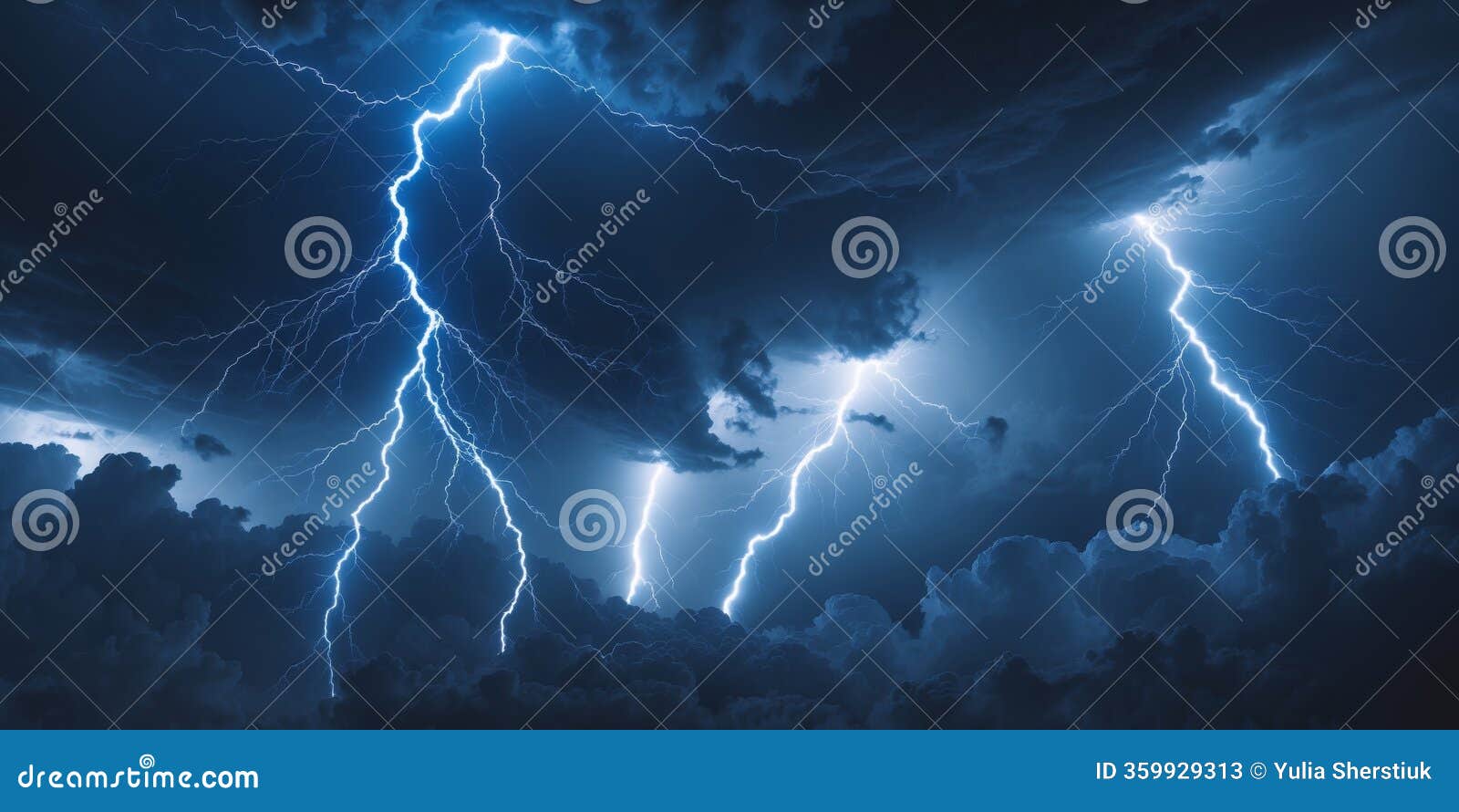 Lightning Rays Electrical Energy Charge Thunder in Dark Night Sky Stock ...