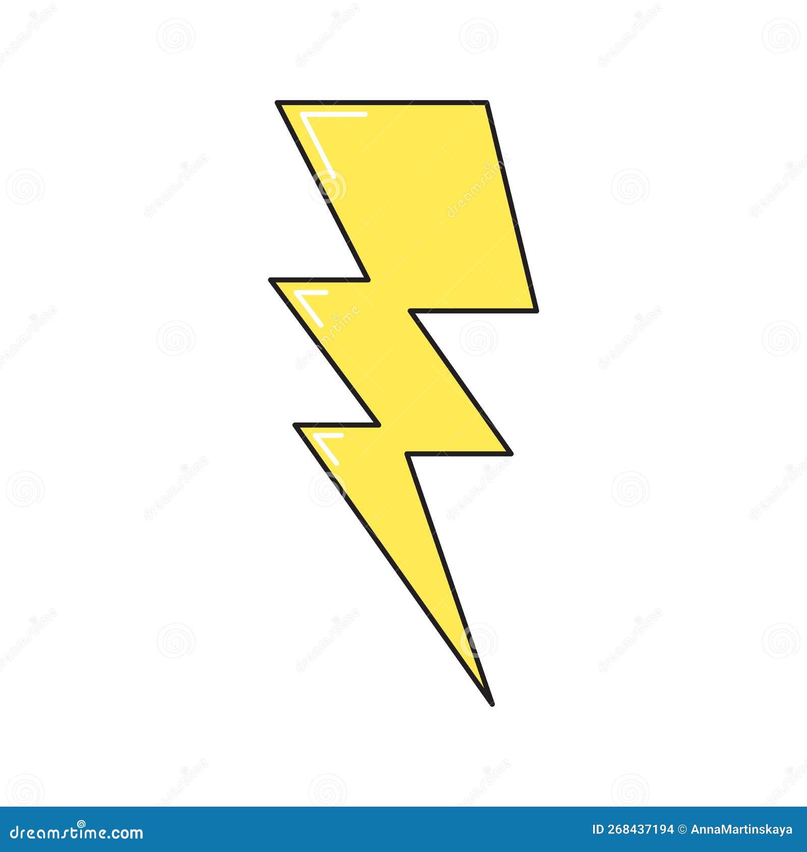 Lightning Retro 90s Style. Colorful Vector Sticker Isolated on White ...