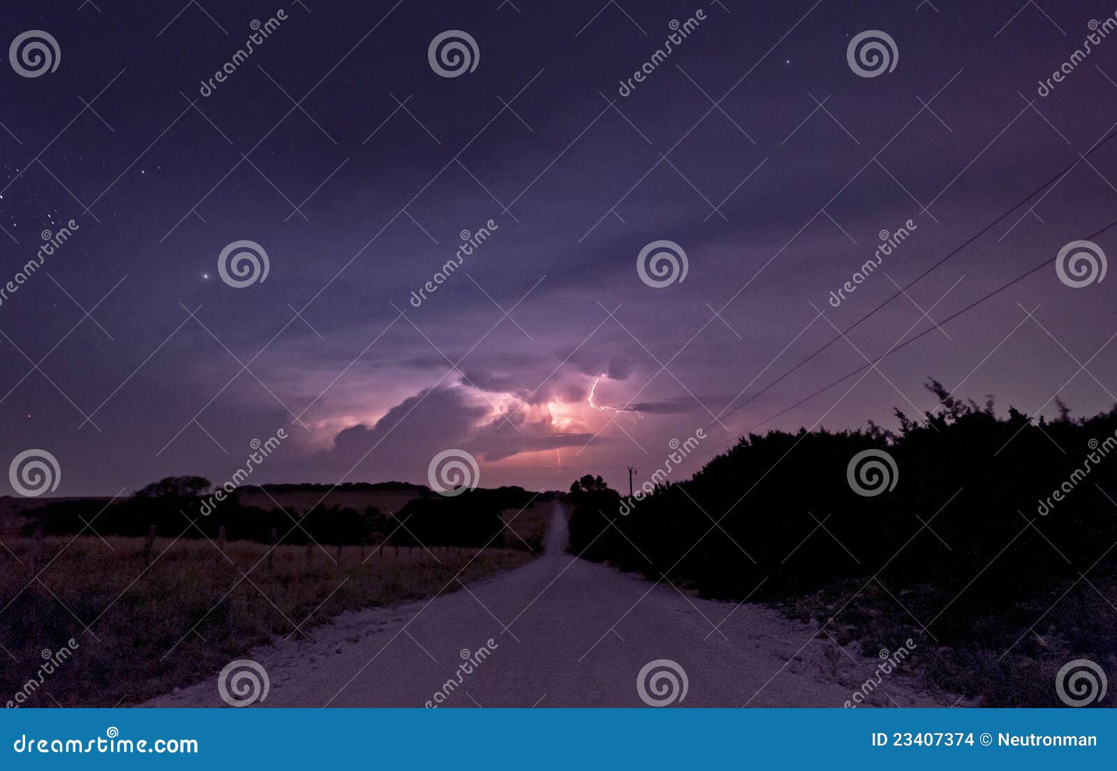 Lightning Road stock photo. Image of road, cell, stars - 23407374