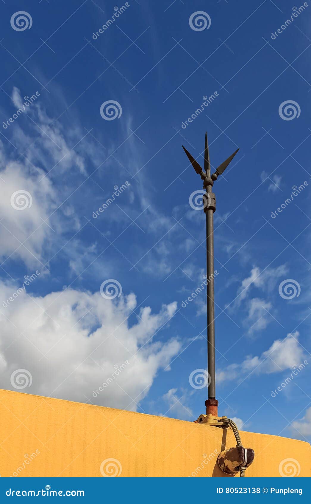 Lightning Rod Against Blue Sky Background Stock Photo - Image of ...