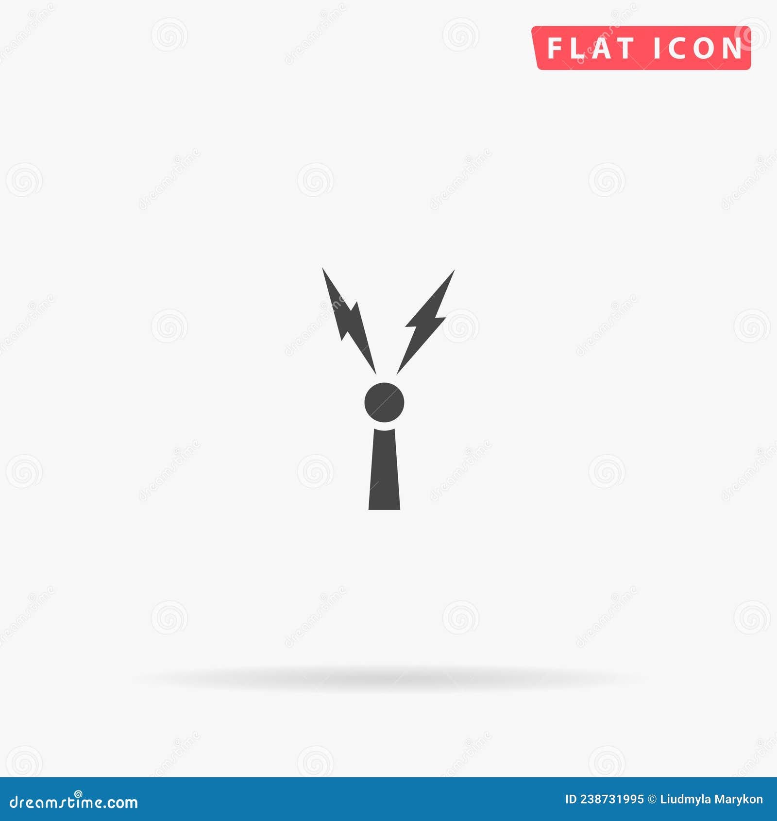 Lightning Rod Flat Vector Icon Stock Vector - Illustration of black ...