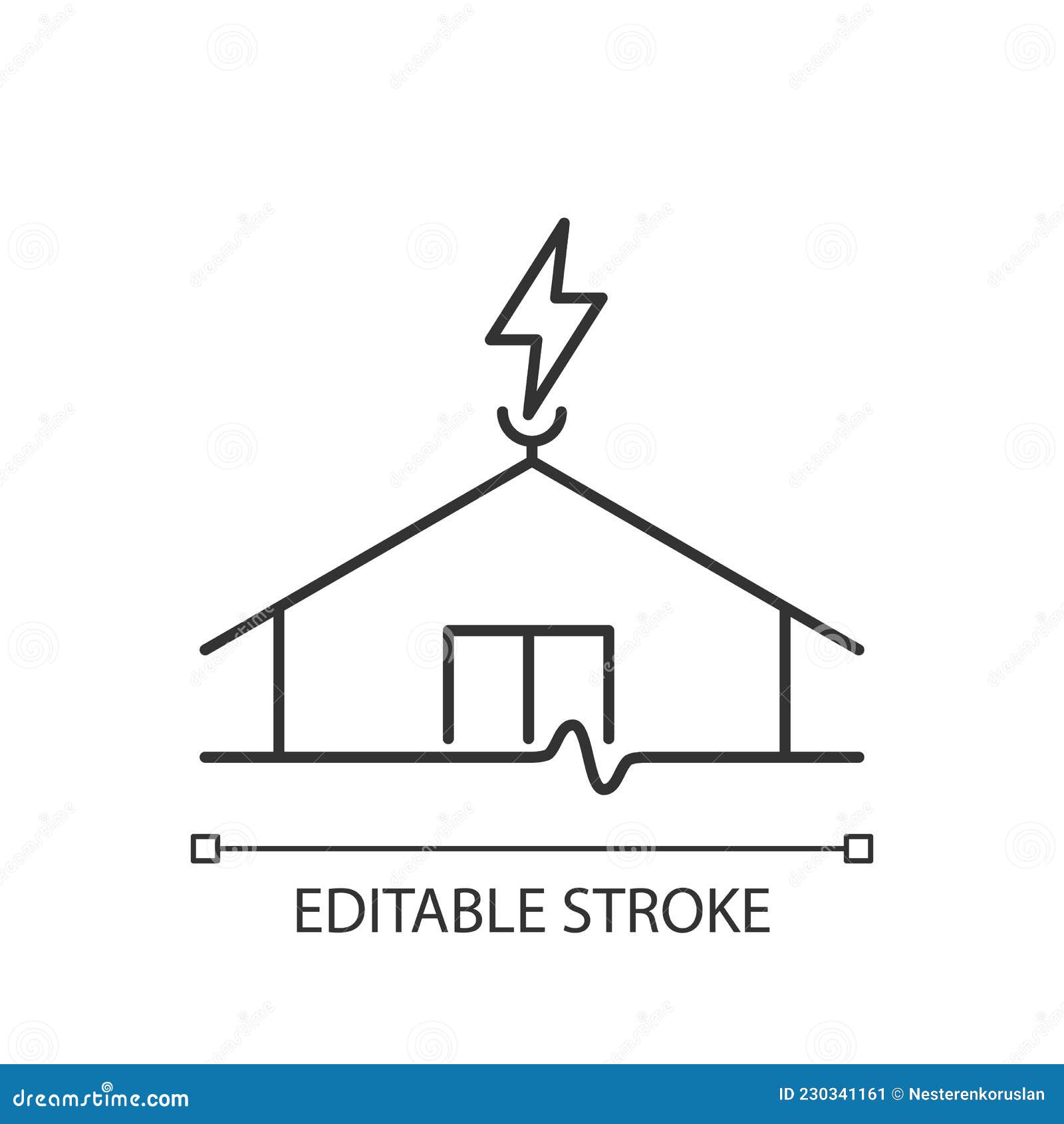 Lightning rod linear icon stock vector. Illustration of control - 230341161